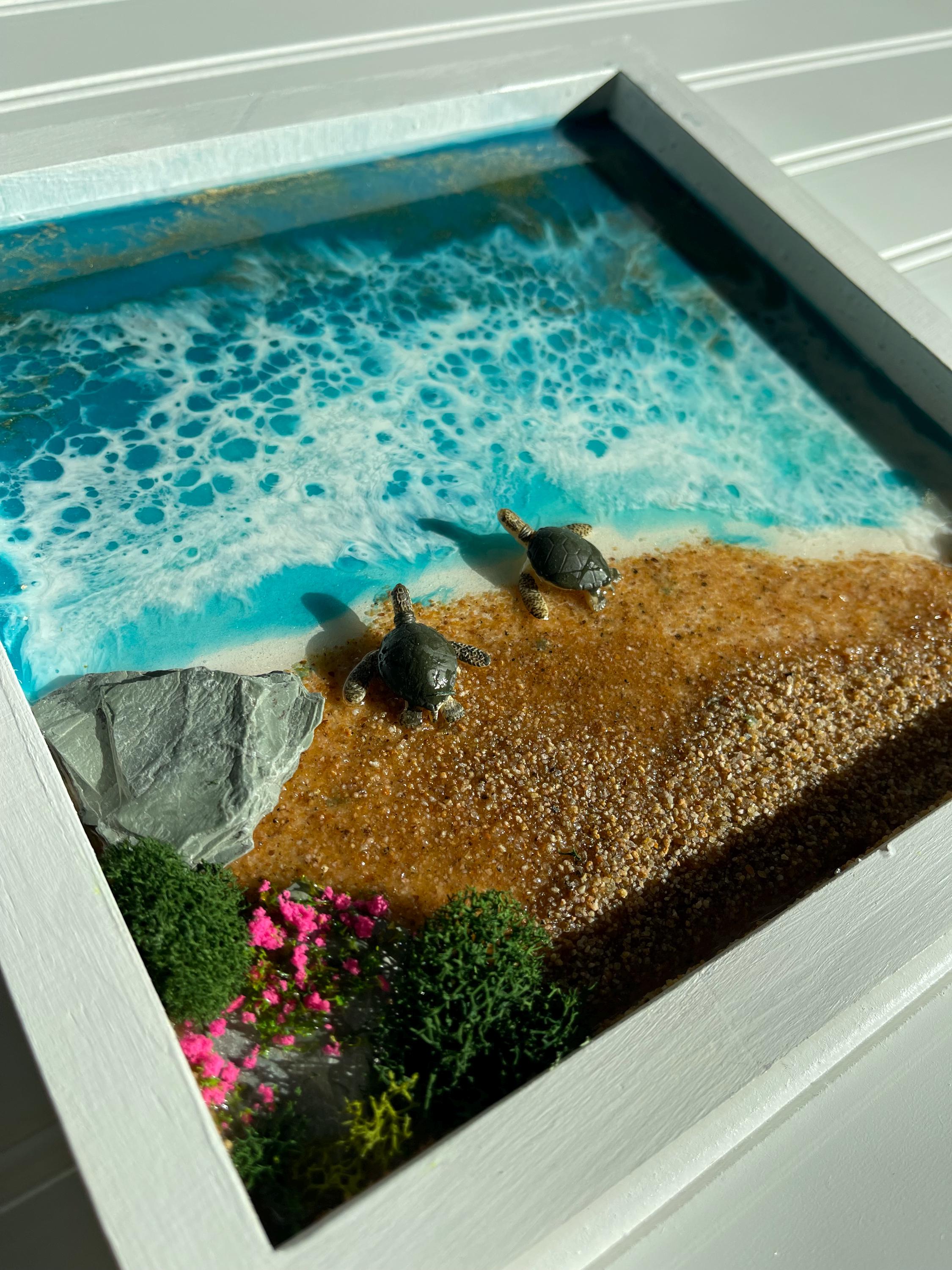 Custom Resin Painting, Art Resin Sea Epoxy Art, Beach Resin Art ...