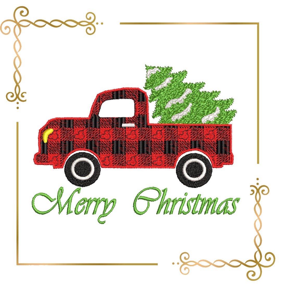 Christmas Merry Christmas Car, Christmas Greetings, Embroidery Design ...