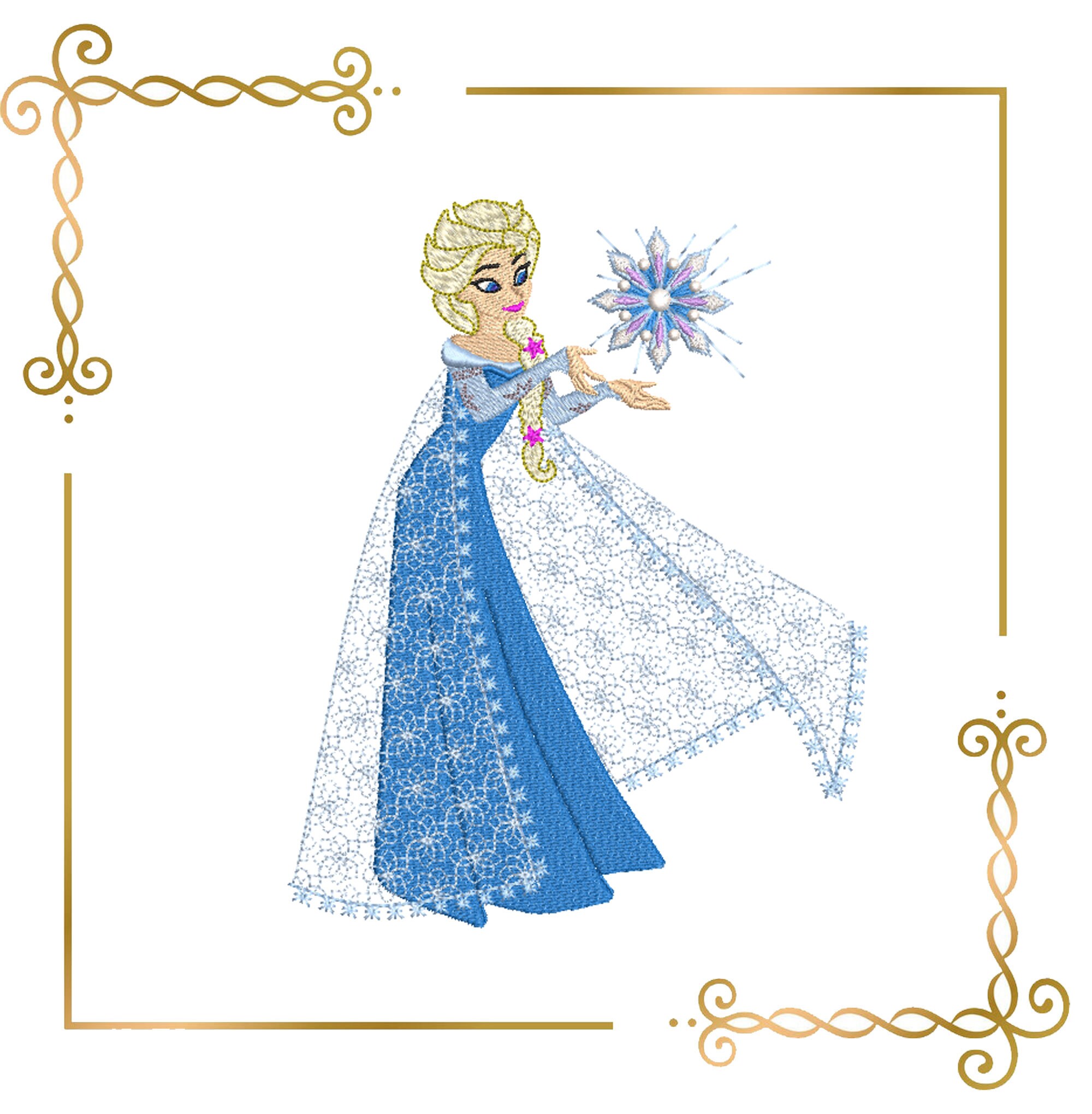 Princess, Elsa, Winter Frozen, Snowflakes, Embroidery Design to the ...