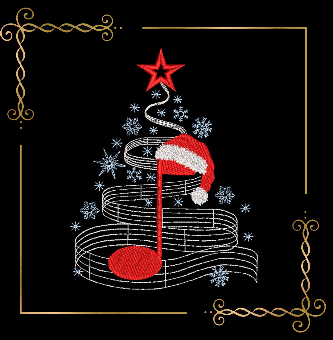 Winter, Christmas Trees, Music Notes Music Tree, Embroidery Design to ...