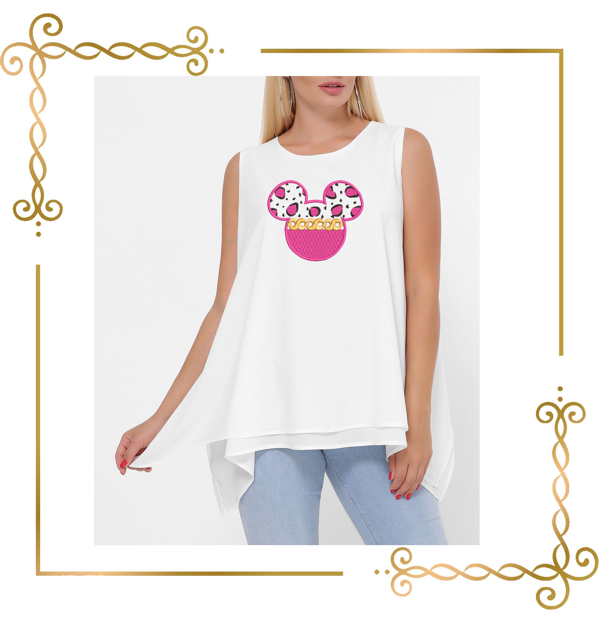 Minnie Mouse Head Panther Chain Fantasy Embroidery Design - Etsy