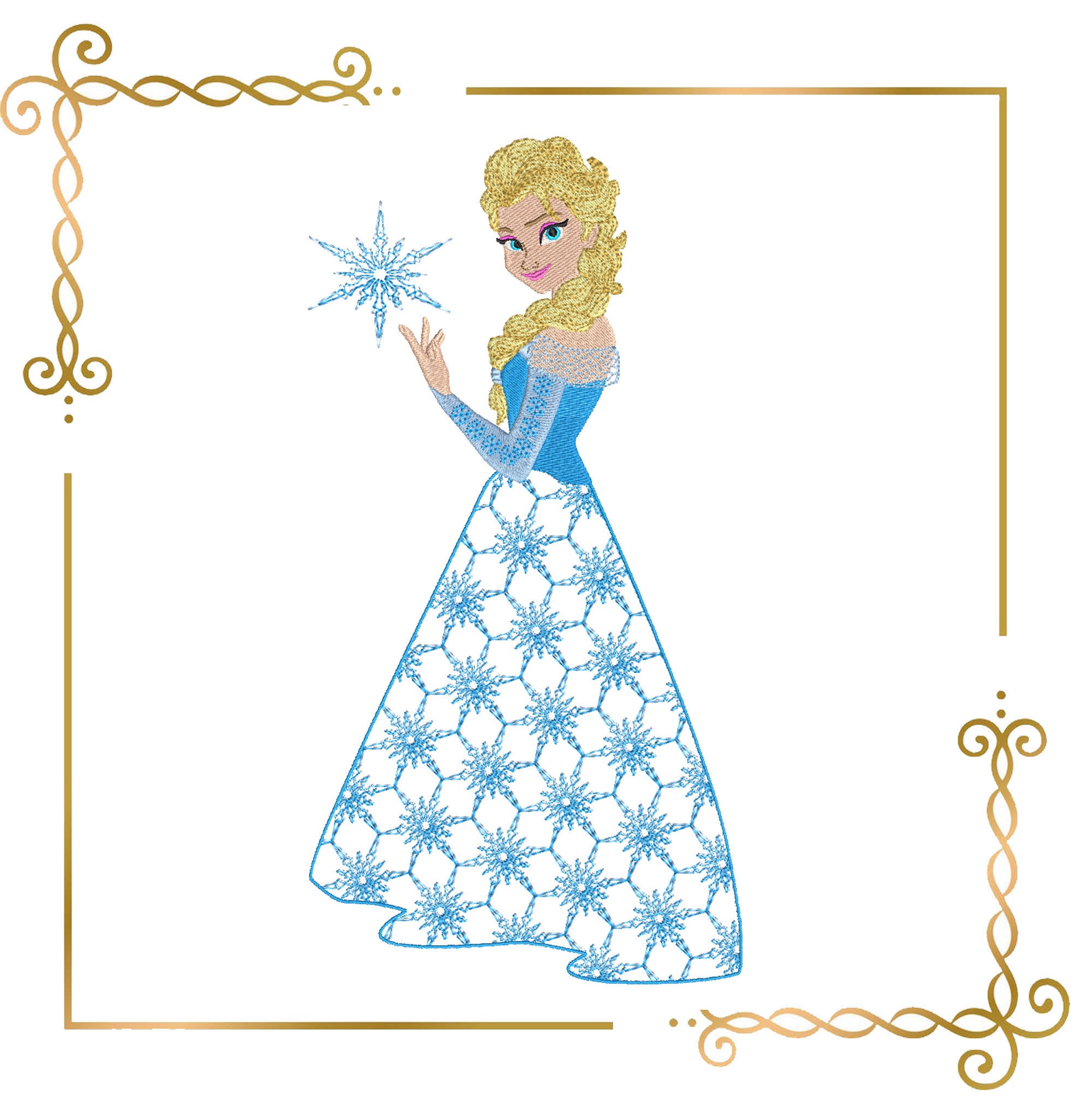 Princess, Elsa, Winter, Snowflake, Frozen, 2 Sizes Embroidery Design to ...