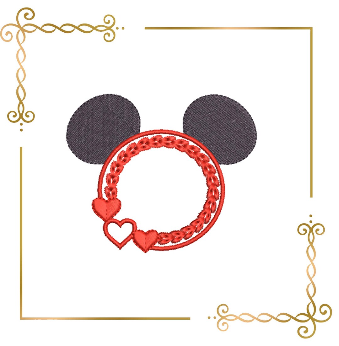 Mickey Valentines Day Head Design Heart Embroidery Designs - Etsy