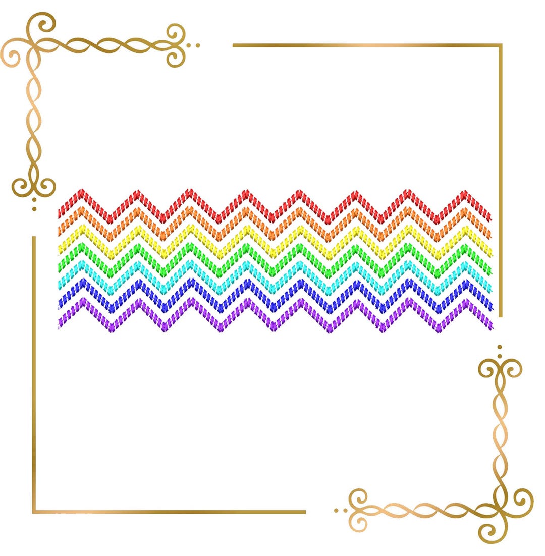 Rainbow Chevron Smocking Plate: Machine Embroidery Design (digital ...