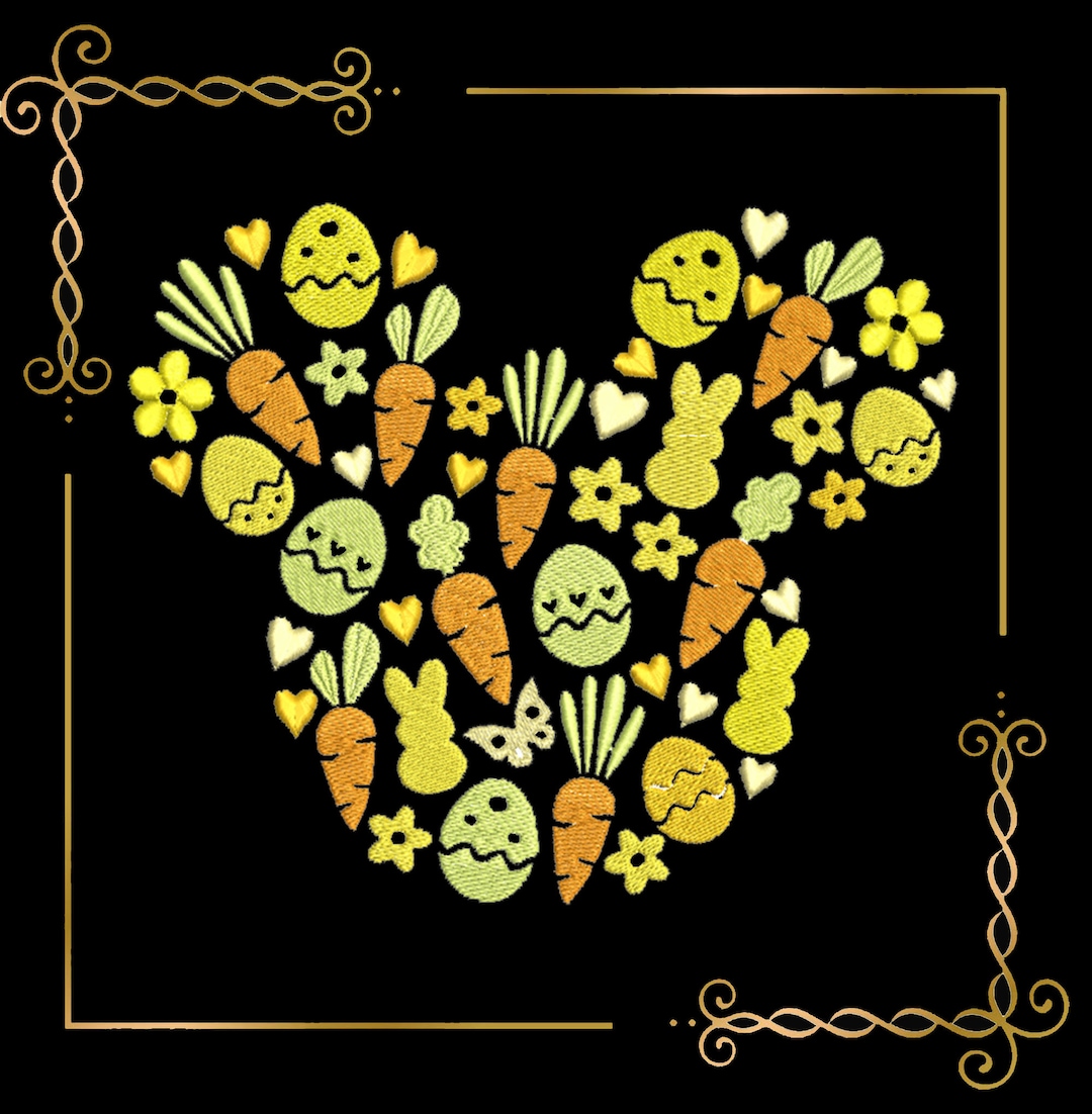 Mickey, Mouse, Head, Easter, Carrot, Digital Machine Embroidery ...