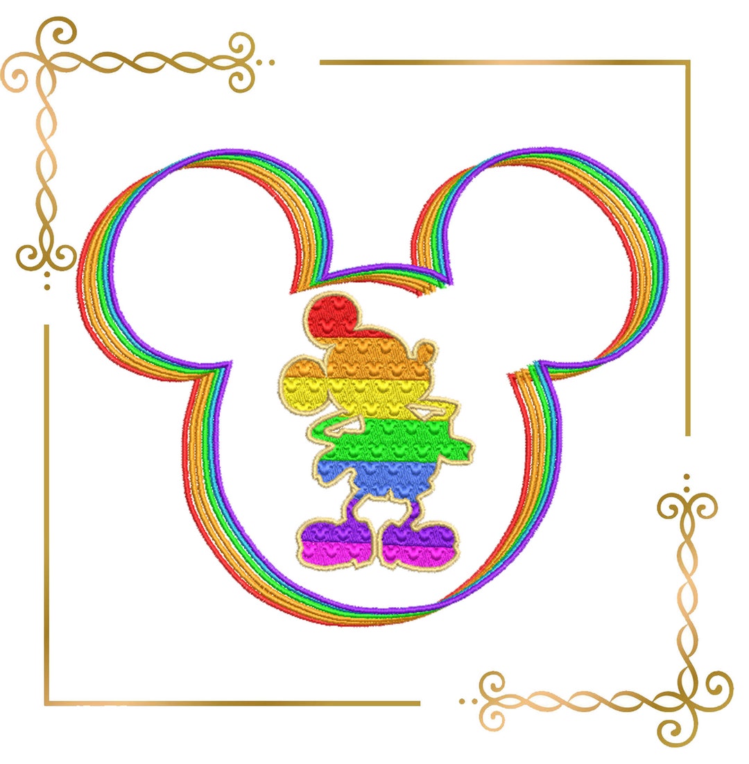 Mouse Wreath Rainbow Head Digital Machine Embroidery, Embroidery ...