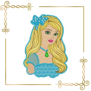 Princess Doll With a Bow Machine Embroidery Design Digital - Etsy