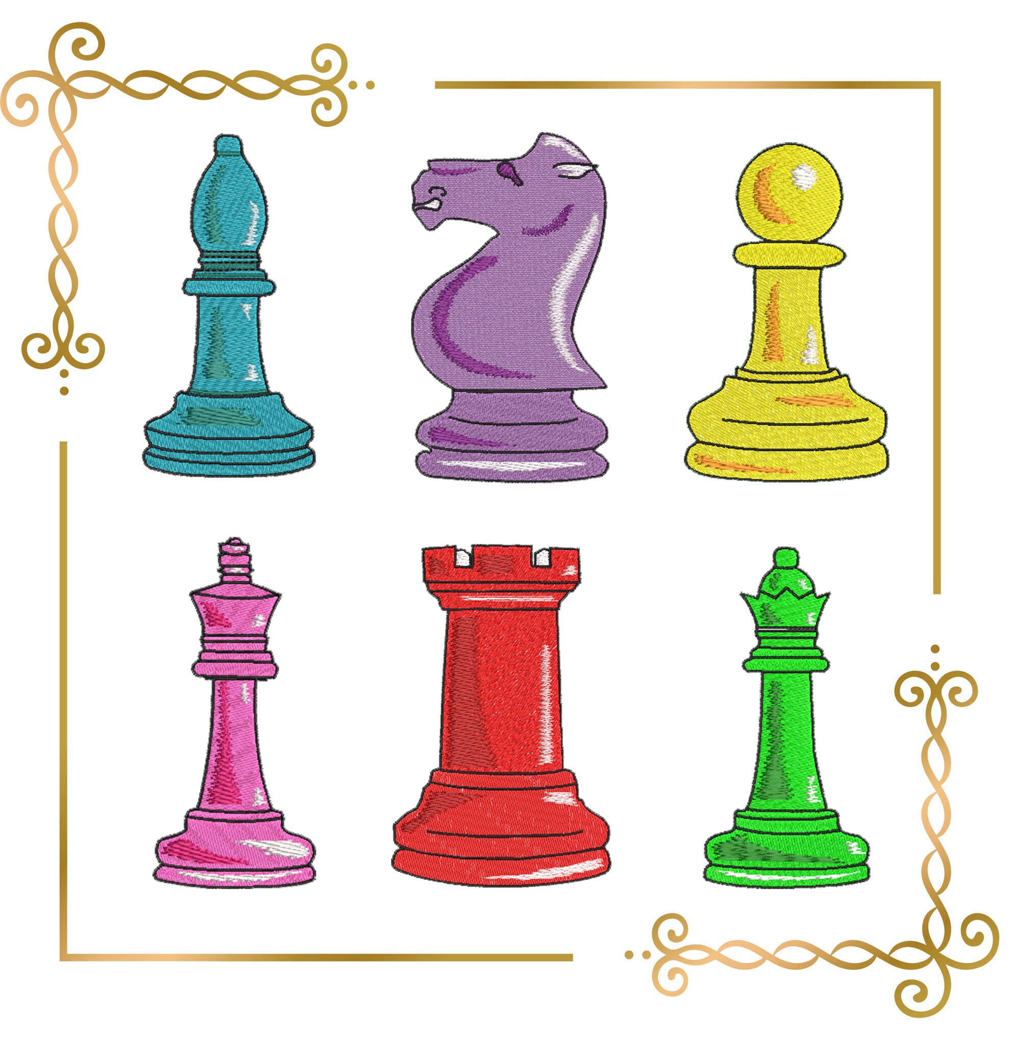 Chess SET 6 St. Embroidery Design to the Direct Download. - Etsy
