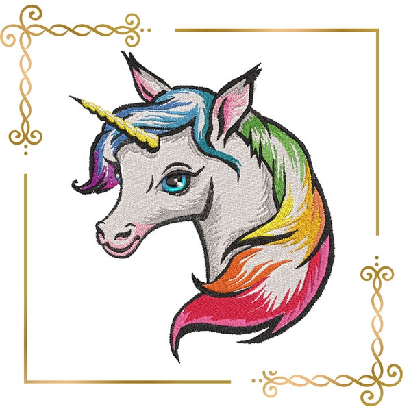 Unicorn Head Embroidery Design - Etsy