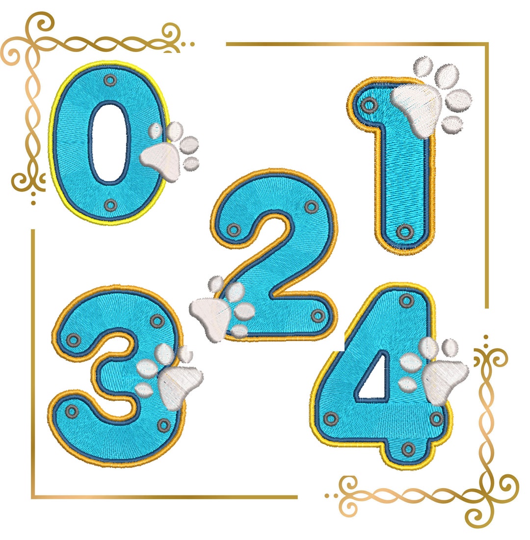 Numbers Paw Digital Embroidery Design File - Etsy