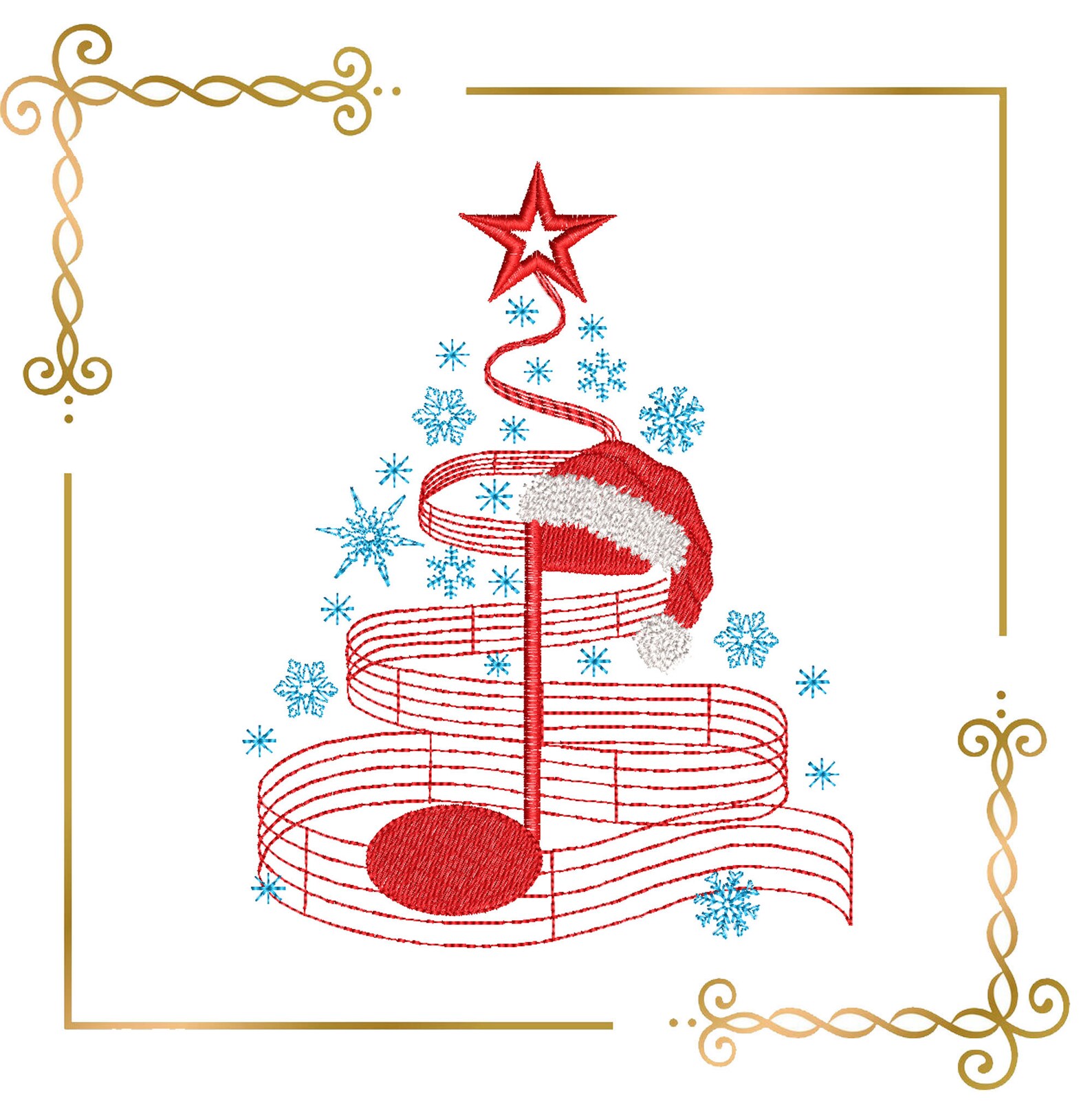 Winter, Christmas Trees, Music Notes Music Tree, Embroidery Design to ...