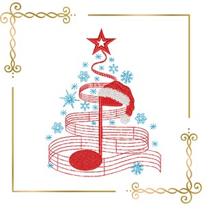 Winter, Christmas Trees, Music Notes Music Tree, Embroidery Design to ...