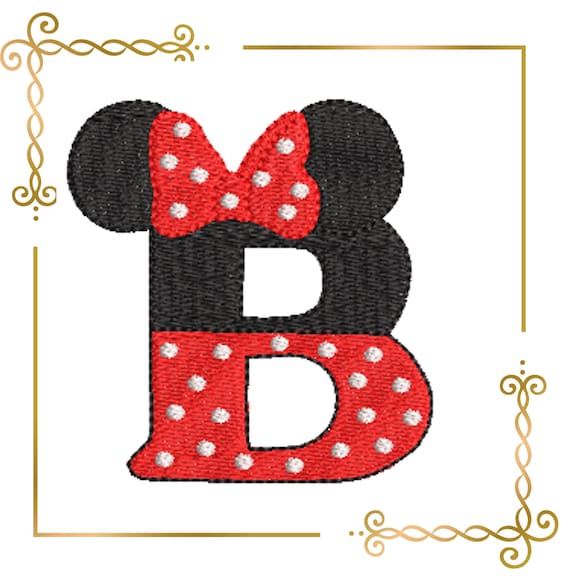 Minnie Mouse Letter B Digital Embroidery Design File | Etsy