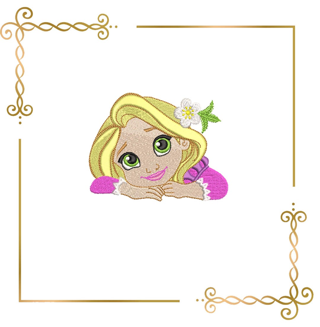 Princess Rapunzel Daisy Butterfly Bird Litl Sizes Embroidery Design ...