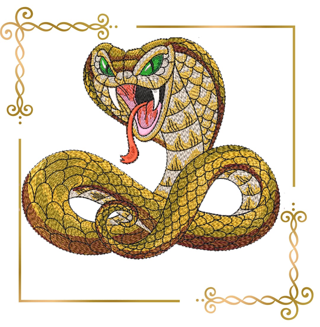 Cobra Snake Embroidery Design to the Direct Download 2 Sizes - Etsy