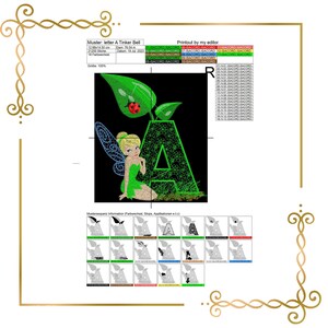 Alphabet, Applique, Letter A, Tinker Bell, Princess, Fabulous Fairyl ...