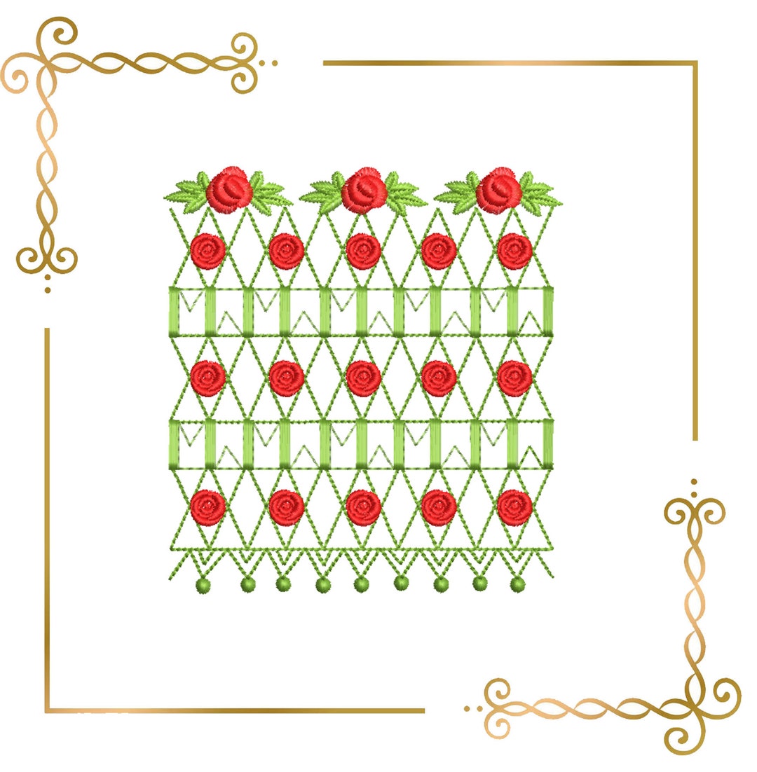 Smocking Rose Flower Plate for Dress Digital Machine Embroidery ...