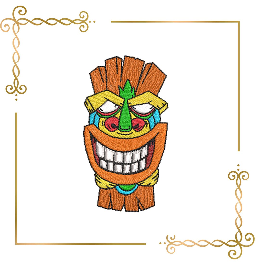 Tiki Totem Mask Embroidery Design – Tribal Polynesian Inspired Pattern ...