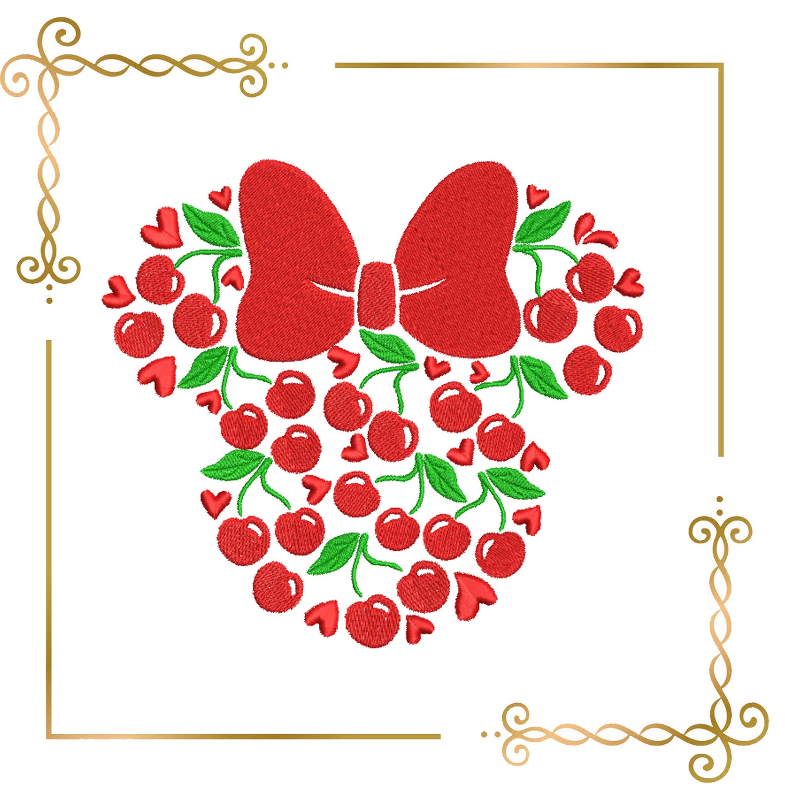 Minnie Head Mouse Summer Cherry Embroidery Design to the - Etsy