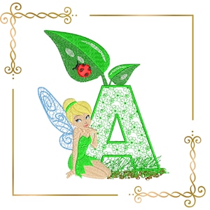 Alphabet, Applique, Letter A, Tinker Bell, Princess, Fabulous Fairyl ...