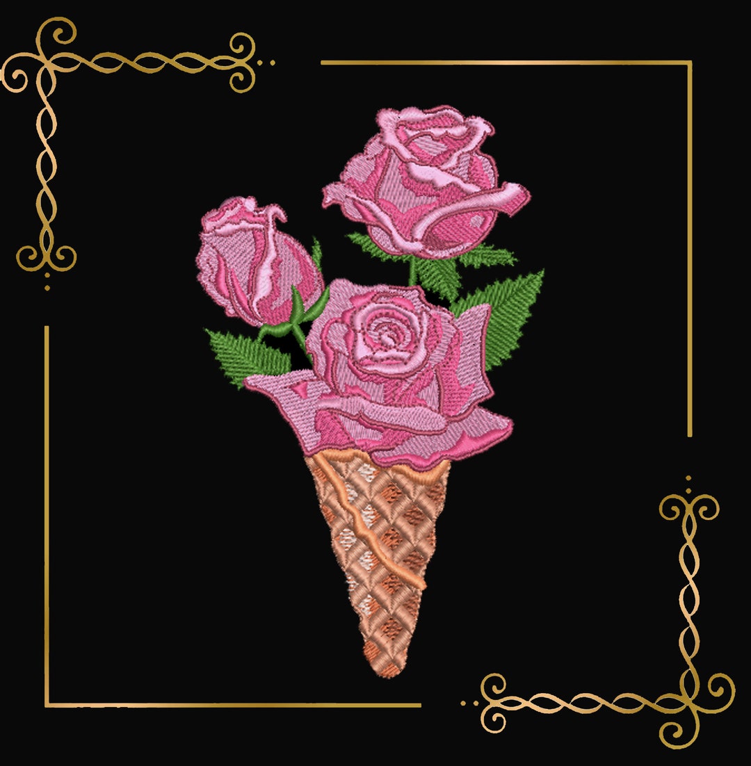 Sweet Surprise Ice Cream Roses 1 Sizes Embroidery Design - Etsy