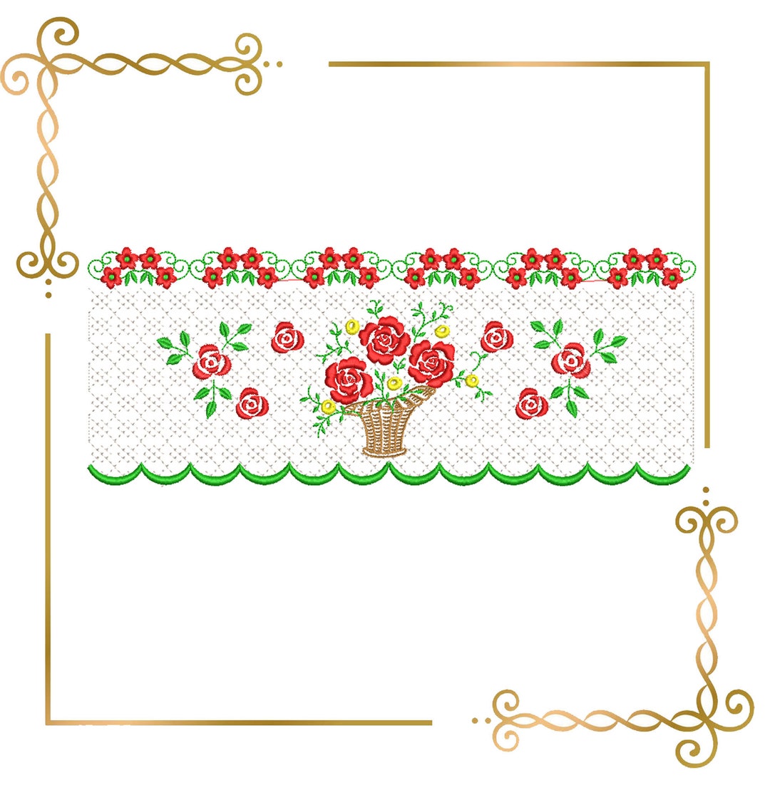 Smocking Plate ,rose, Flower, Basket With Roses Digital Machine ...