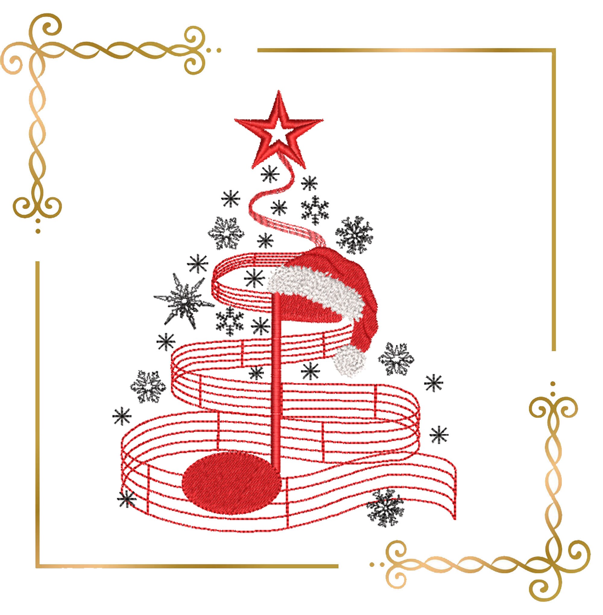 Winter, Christmas Trees, Music Notes Music Tree, Embroidery Design to ...