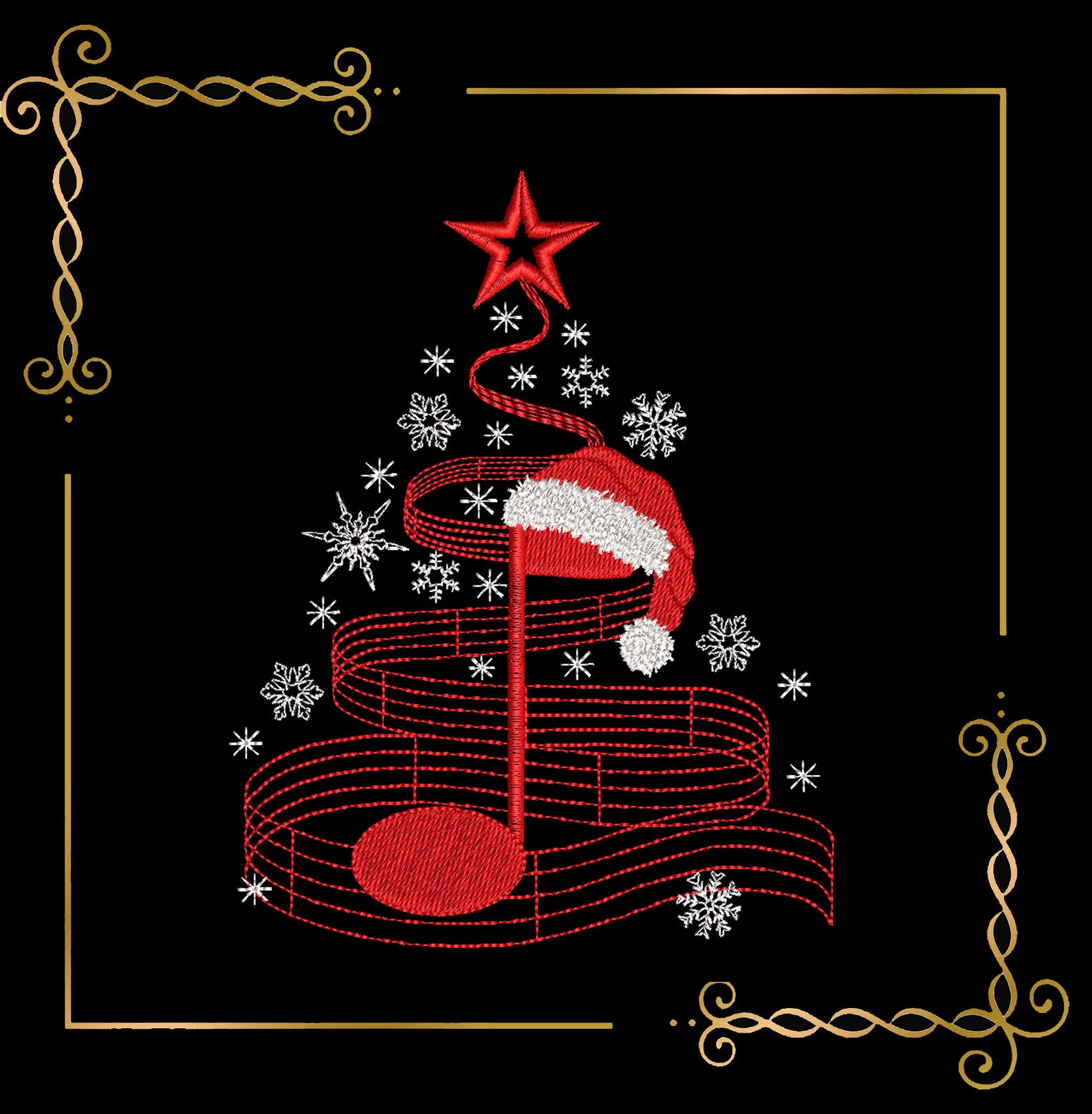 Winter, Christmas Trees, Music Notes Music Tree, Embroidery Design to ...