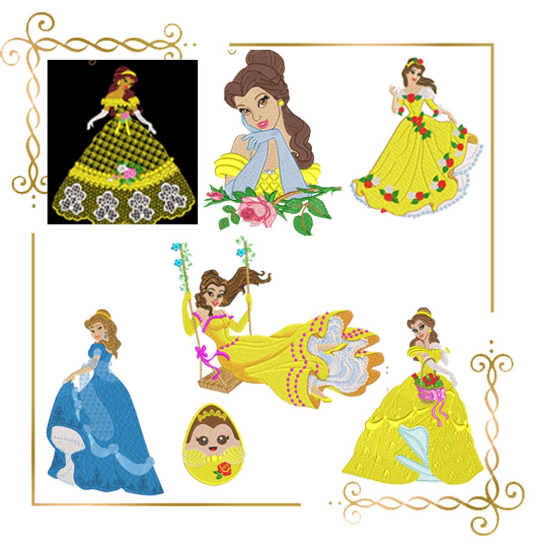 Princess Belle Embroidery Design Digital to the Direct Download SET 7 ...