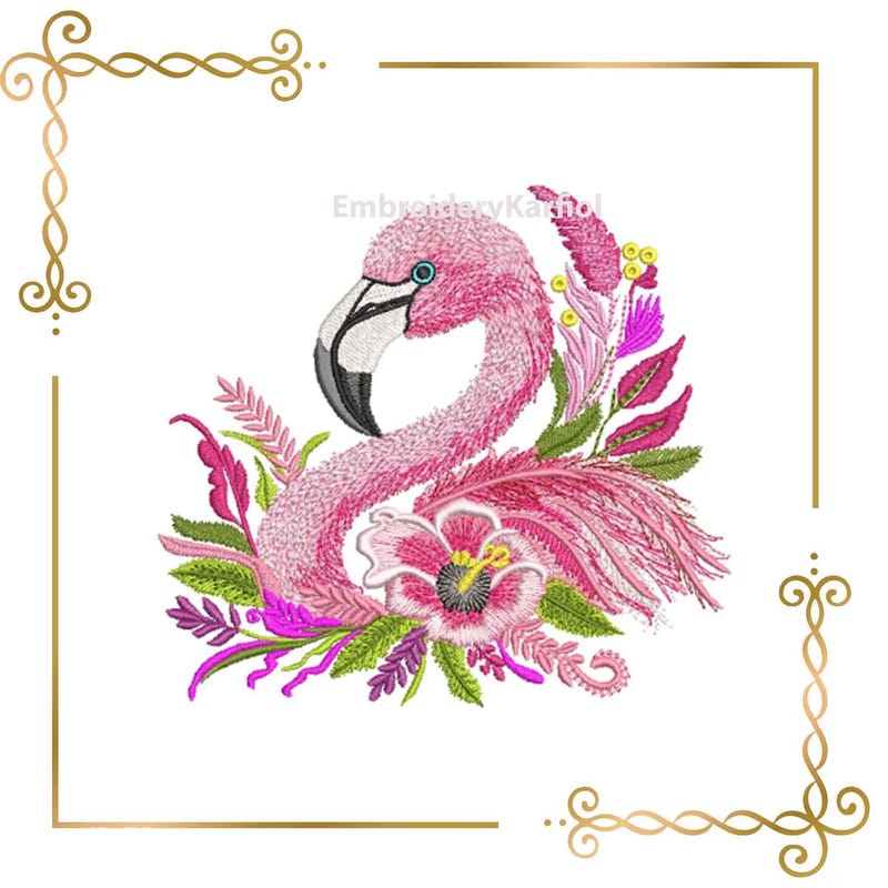 Flamingo Embroidery - Etsy