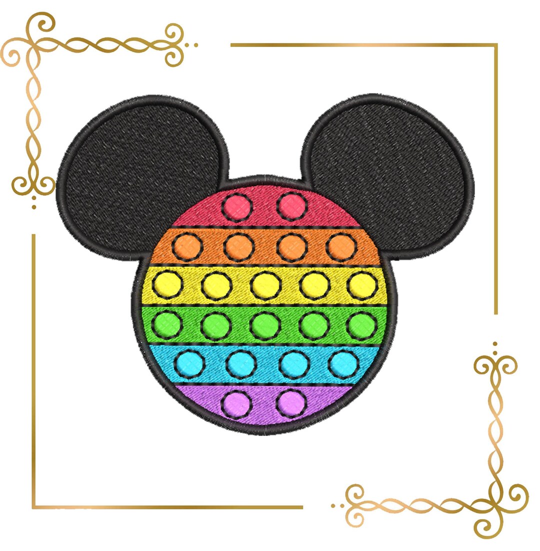 Mouse Head Rainbow Pop It Mickey Cartoon Embroidery Design 2 Sizes - Etsy