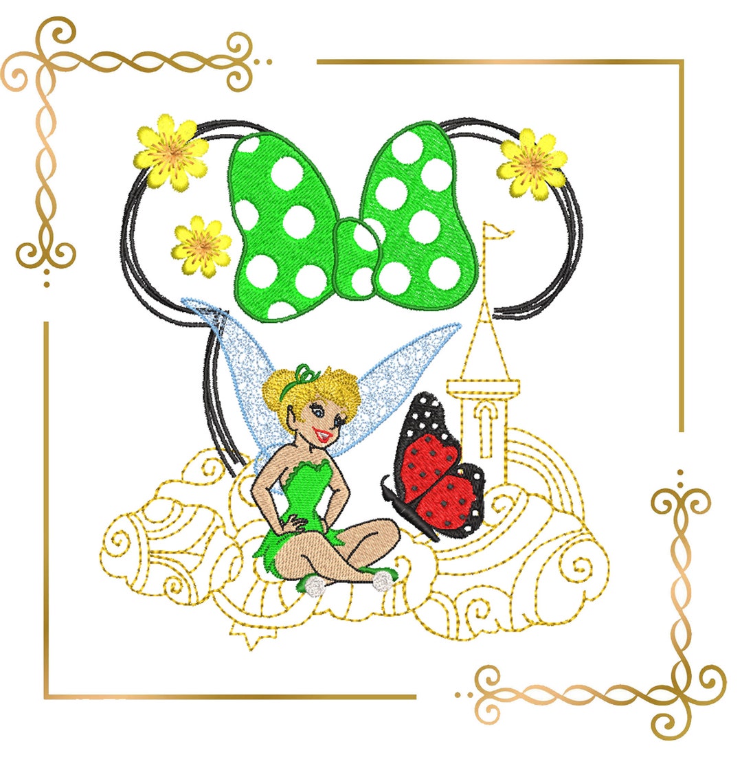 Tinker Bell Embroidery Design: Minnie Mouse Bow, Butterfly (digital ...