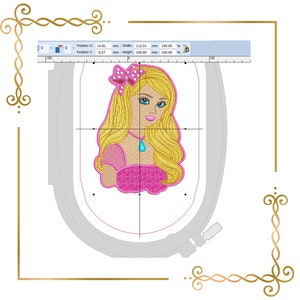 Princess Doll With a Bow Machine Embroidery Design Digital - Etsy