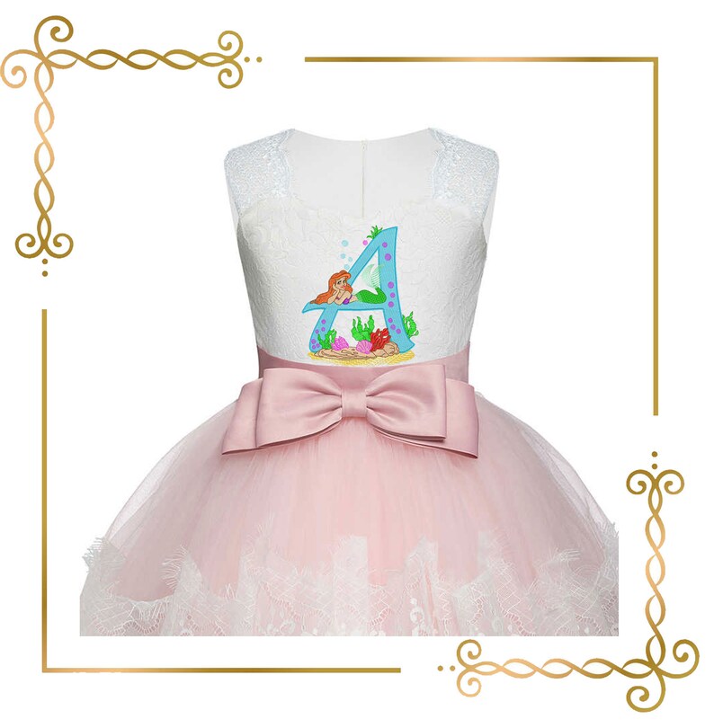 Princess Ariel, Letter A, Monogram, Digital Embroidery Design File - Etsy