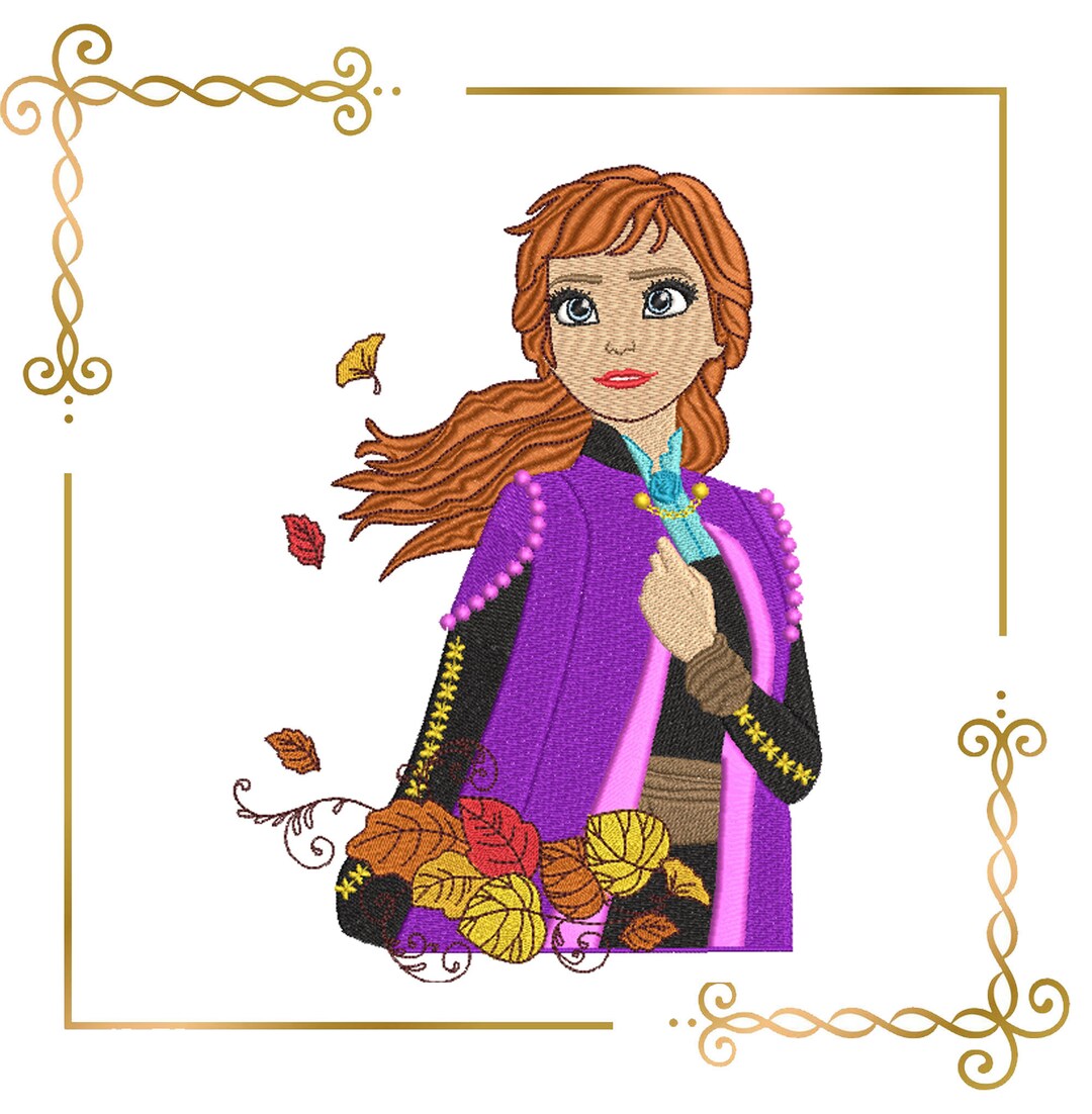 Princess Anna, Frozen, Autumn, Leaves Embroidery Design to the Direct ...