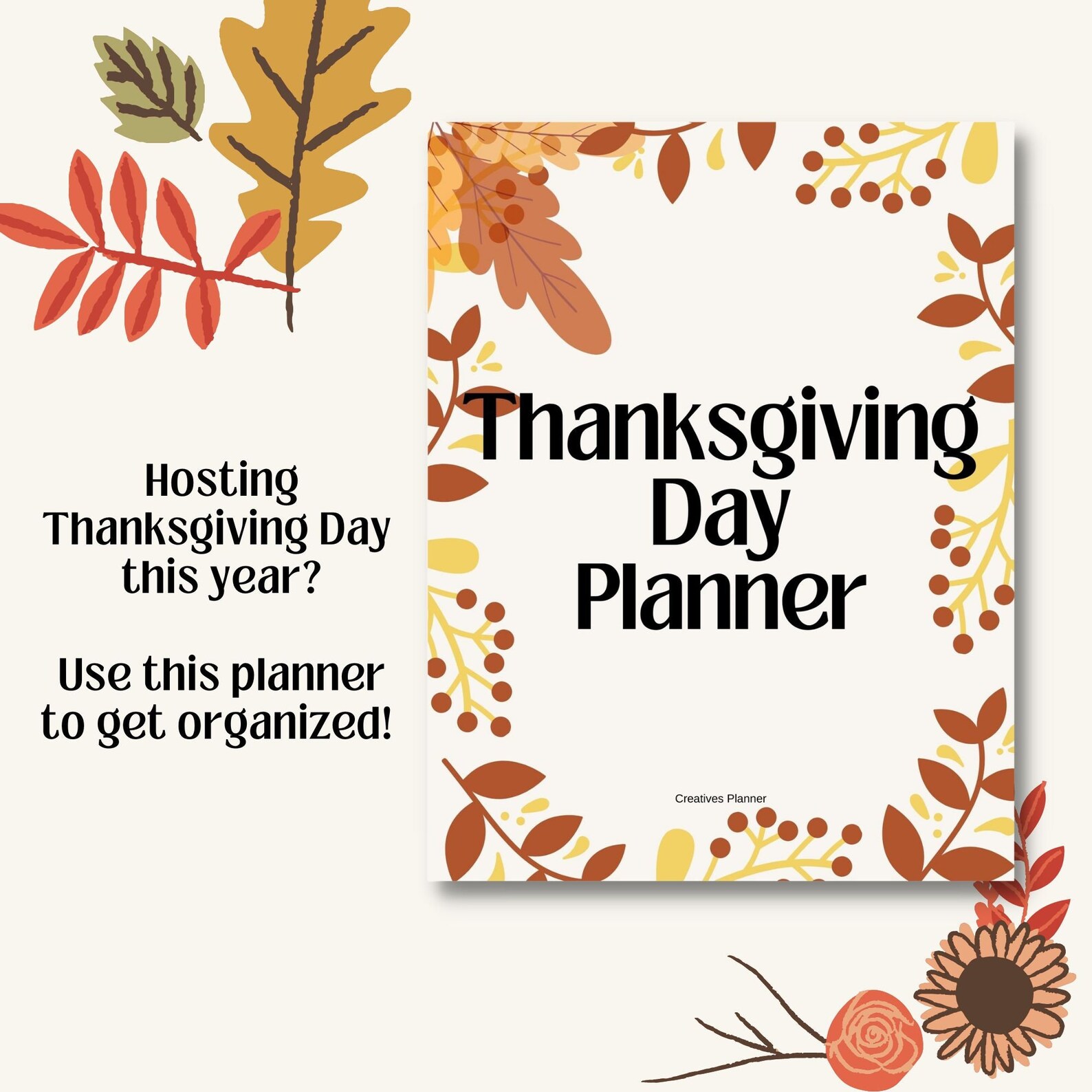 Thanksgiving Planner Printable, Thanksgiving Organizer, Printable ...