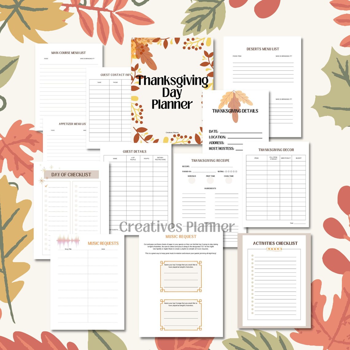Thanksgiving Planner Printable, Thanksgiving Organizer, Printable ...