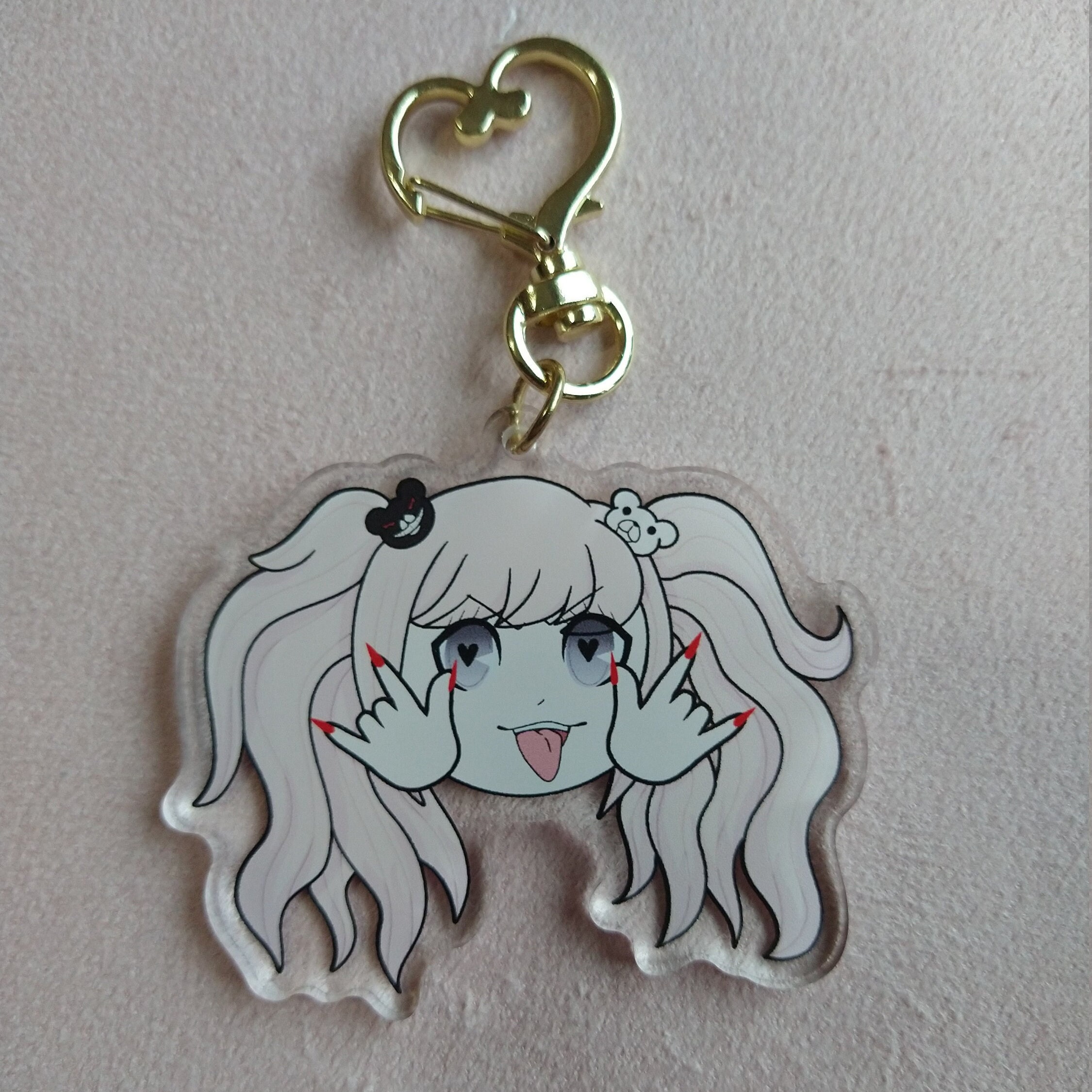 Danganronpa Junko Enoshima Acrylic Charm 2.5 in With Heart Charm Double ...