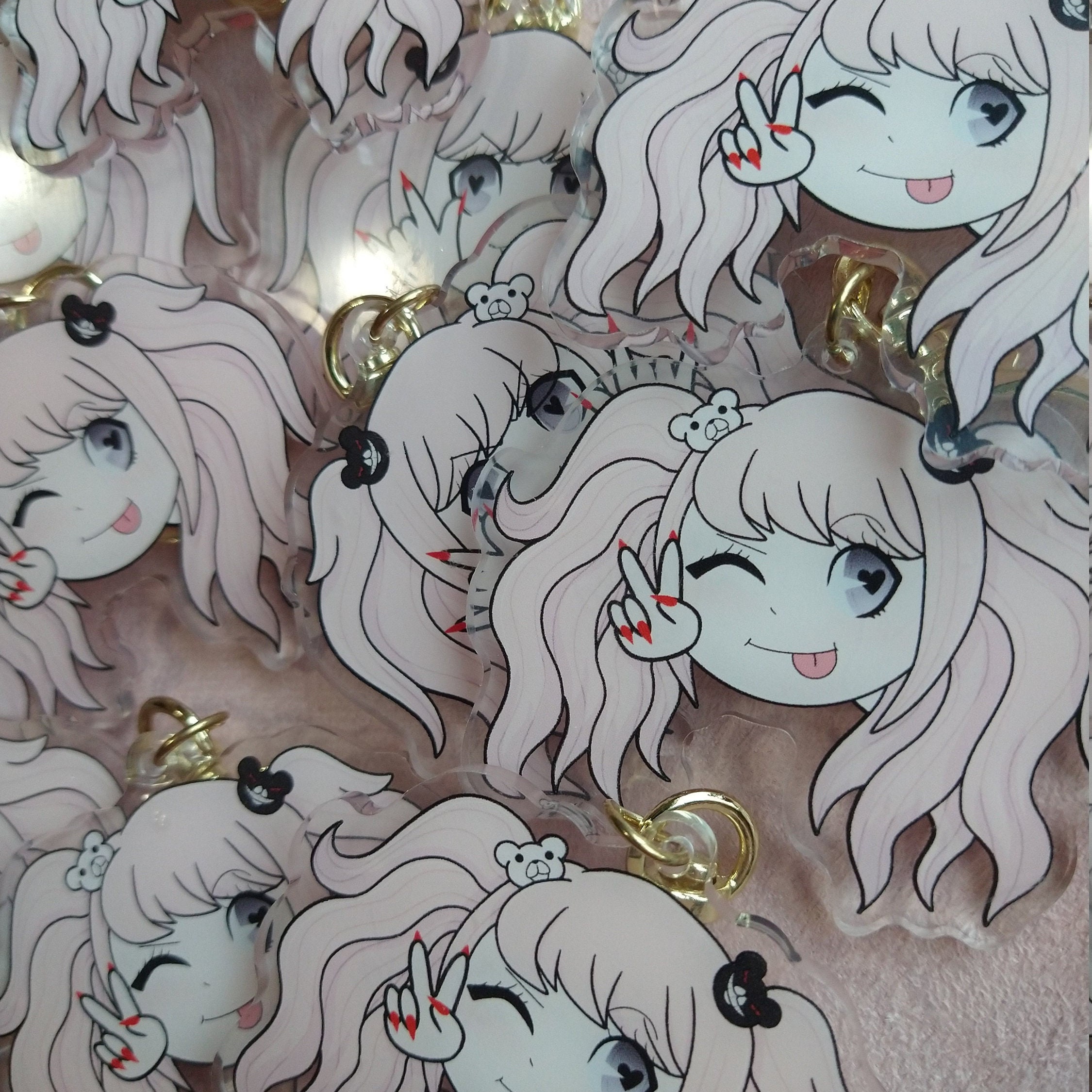 Danganronpa Junko Enoshima Acrylic Charm 2.5 in With Heart Charm Double ...