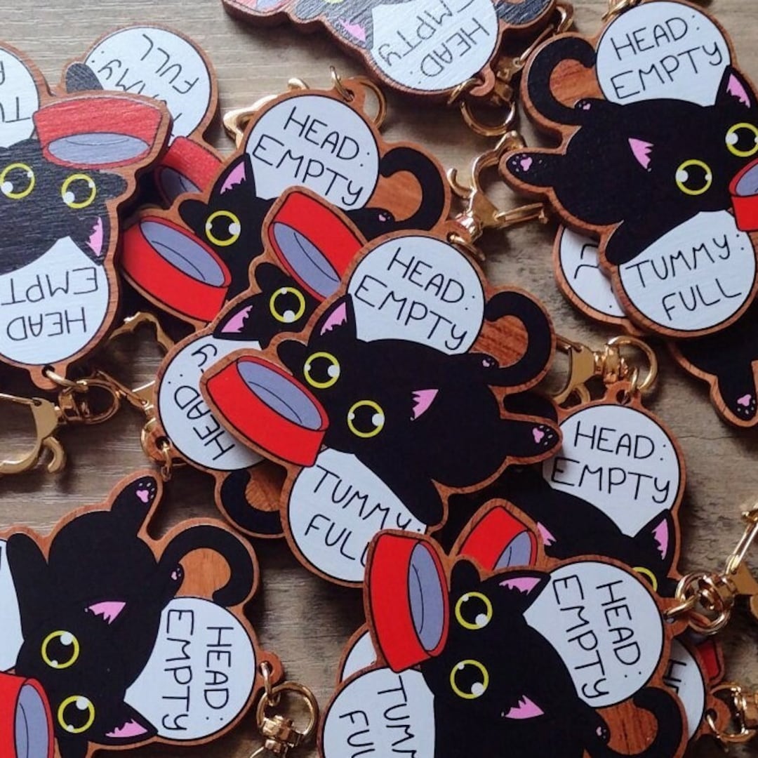 Void Cat Wooden Charm: Kawaii Kitten Charm, Double Sided - Etsy