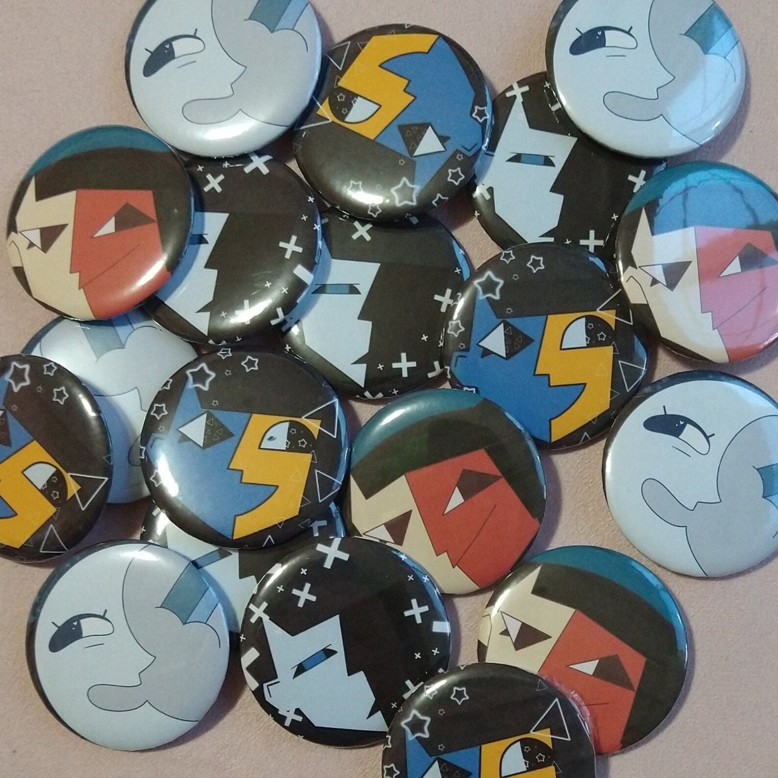 ENA Buttons Happy Sad Moony and BBQ 2 Inch - Etsy Canada