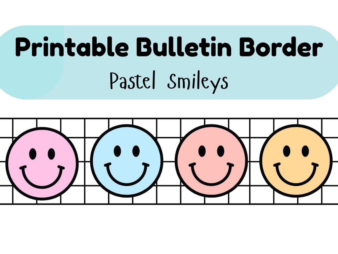 Smiley Face Pastel Bulletin Board Border, Classroom Decor - Etsy
