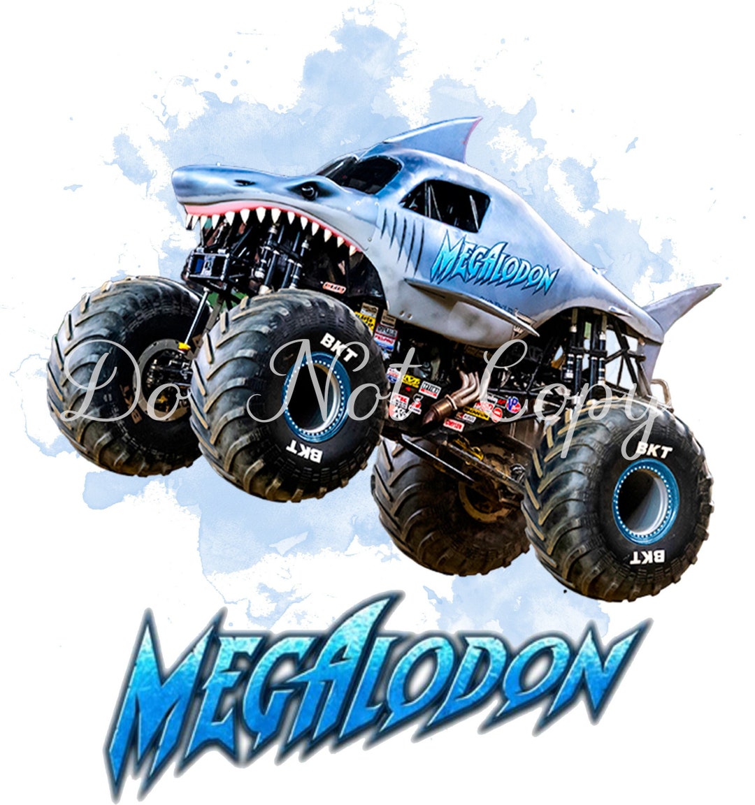 Megalodon Monster Truck Digital PNG Mega Shark Watercolour - Etsy Canada