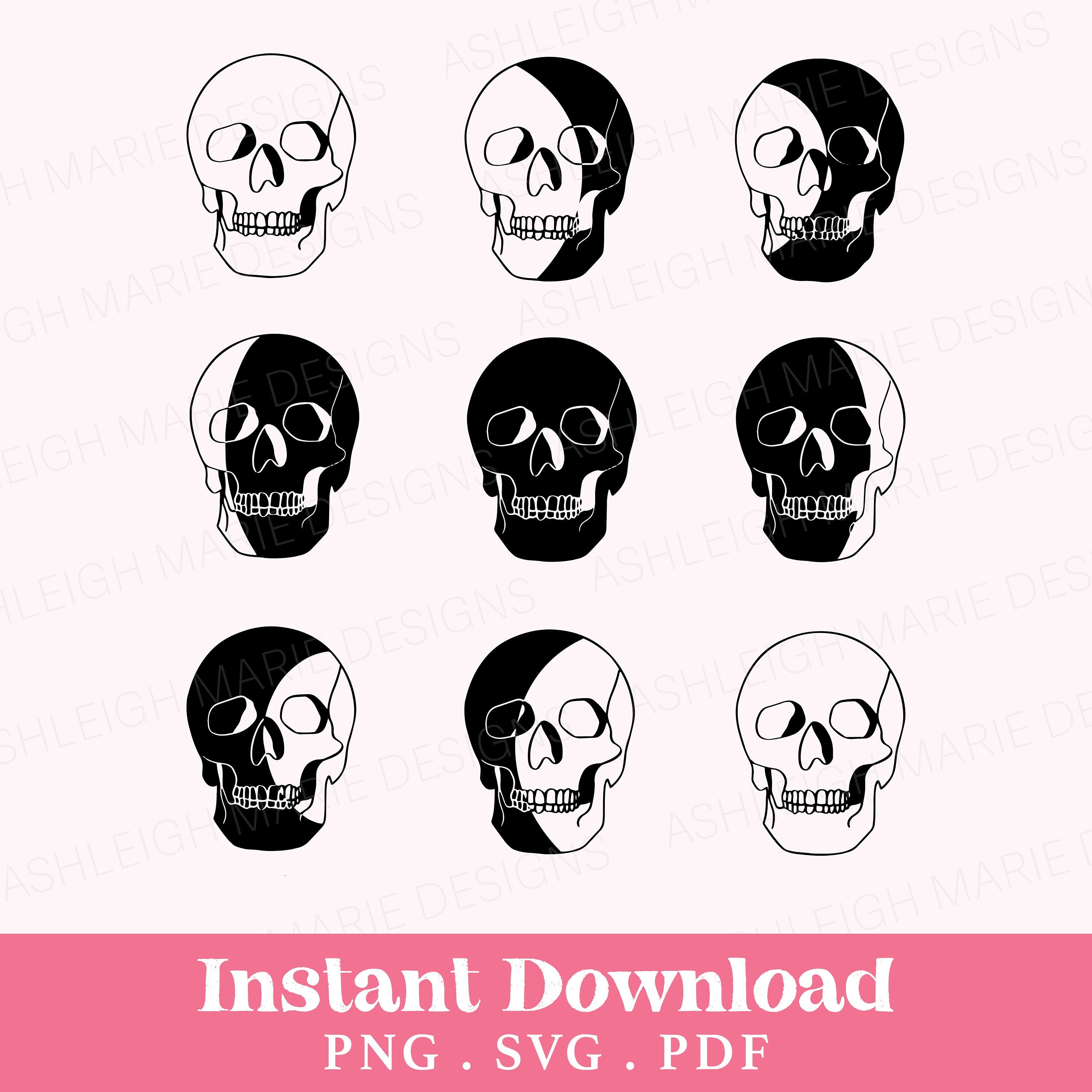 Skull SVG and PNG, Skull Digital Download, Skeleton Head, Skull Head ...