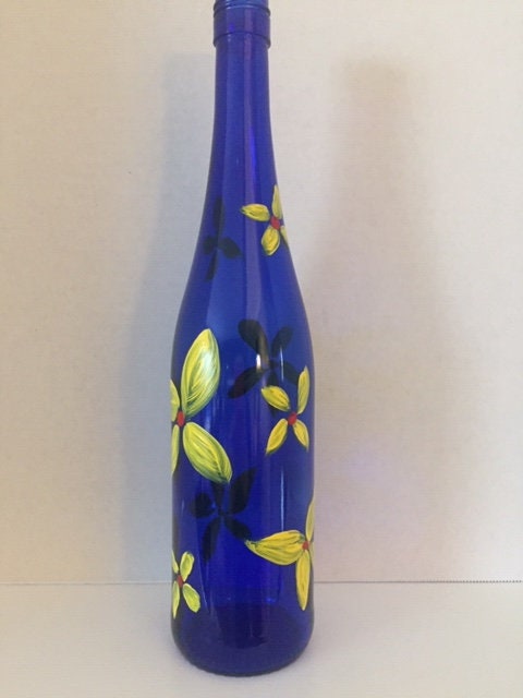 Hand Painted Blue Wine Bottle Hummingbird Feeder - Etsy