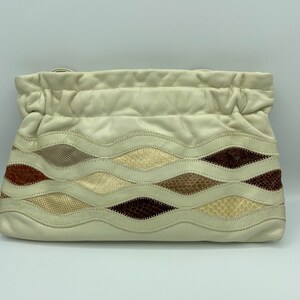 Large Vintage Leather Snake Skin Python Reptile Patchwork Clutch Purse ...