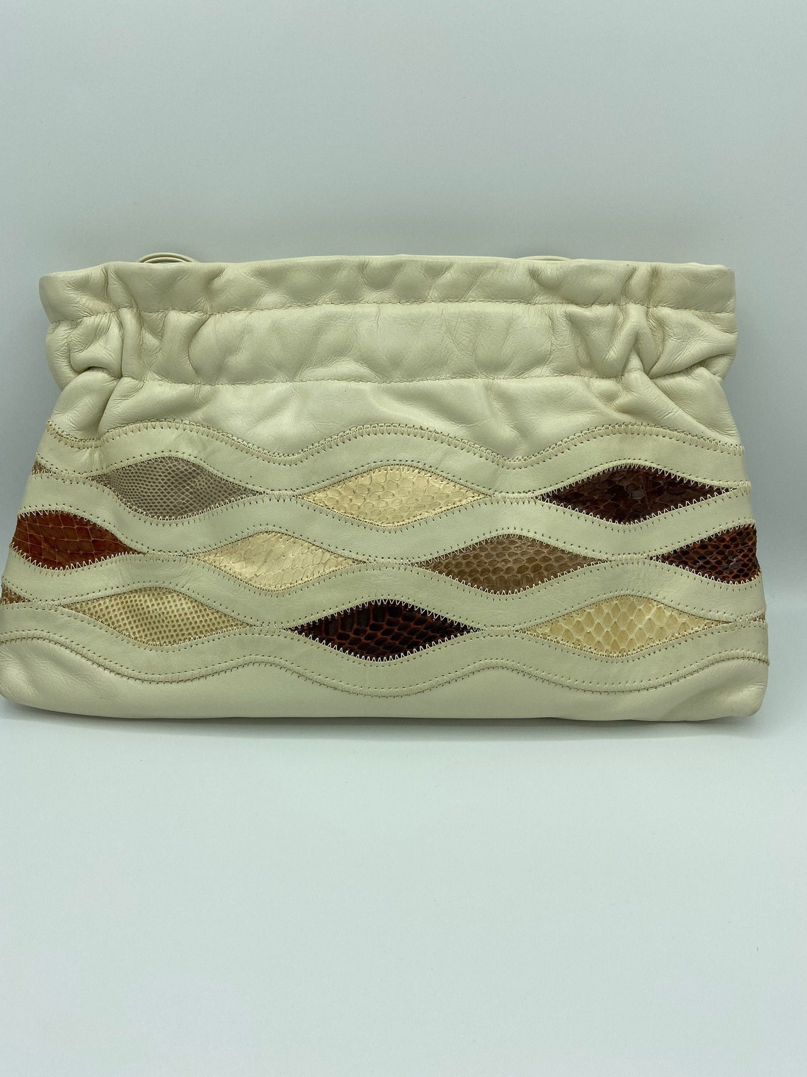 Large Vintage Leather Snake Skin Python Reptile Patchwork Clutch Purse ...