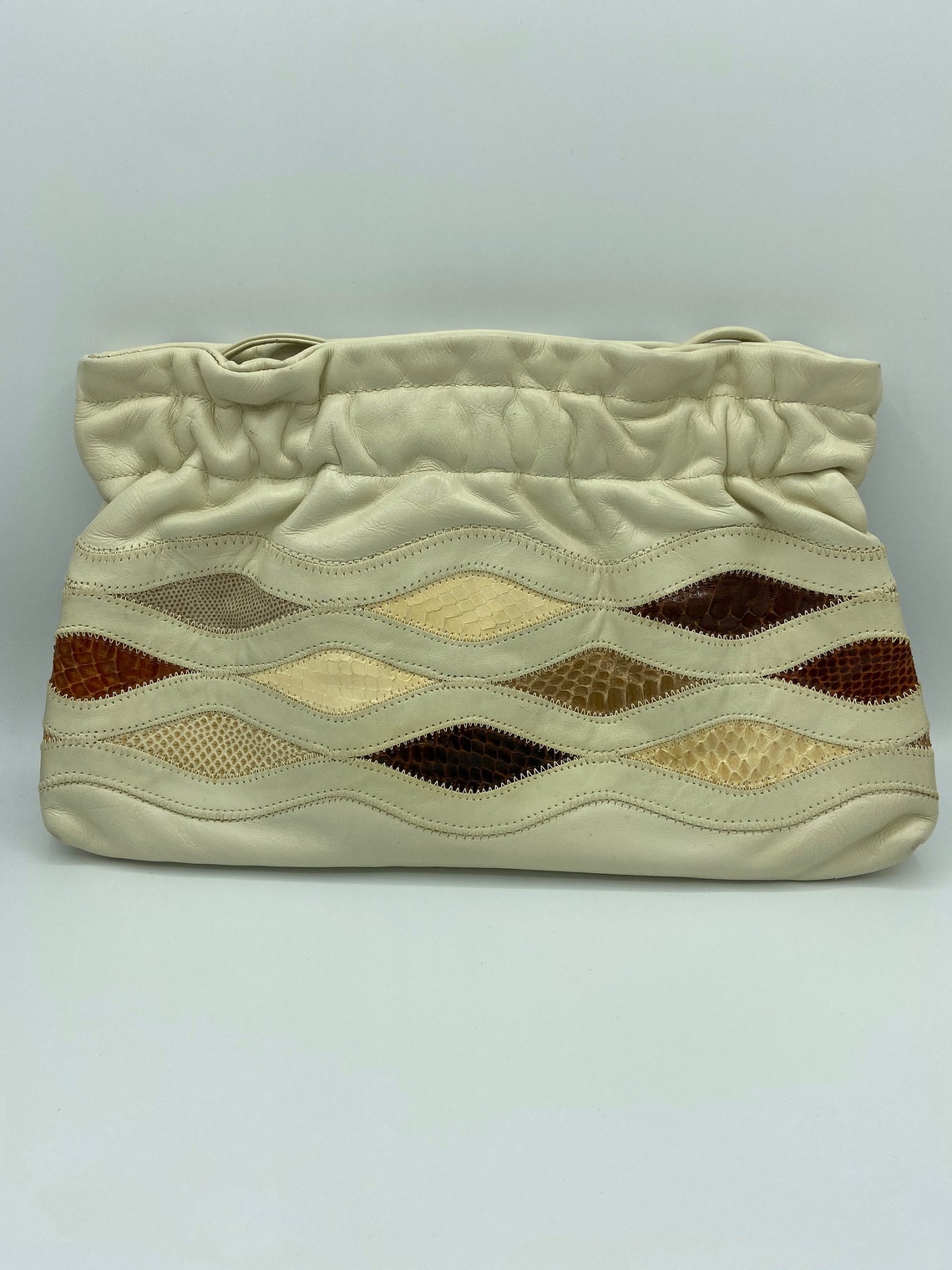 Large Vintage Leather Snake Skin Python Reptile Patchwork Clutch Purse ...