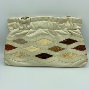 Large Vintage Leather Snake Skin Python Reptile Patchwork Clutch Purse ...