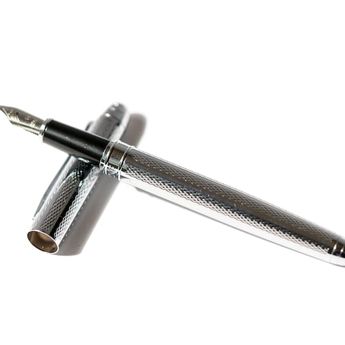 Silver Stainless Steel Fountain Pen Medium Nib Metal | Etsy